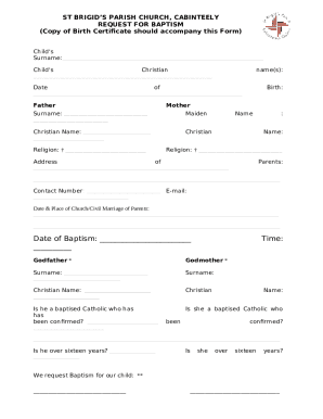 request-for-baptism - Cabinteely Parish Doc Template | pdfFiller