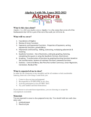 Fillable Online Algebra 1 Course Online - Study Help for Algebra 1 Fax ...