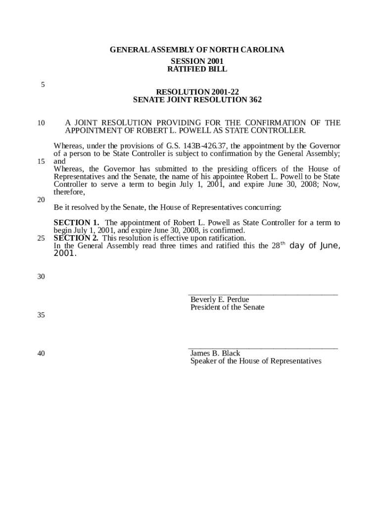 SENATE JOINT RESOLUTION 362 Doc Template | pdfFiller