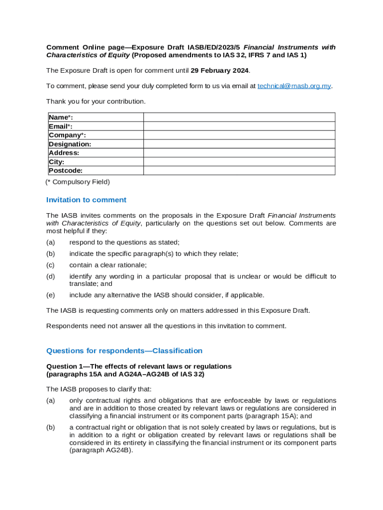 IASB exposure drafts Doc Template | pdfFiller