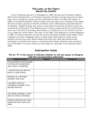 The Lady, or the Tiger? by Frank R. Stockton Flashcards Doc Template ...