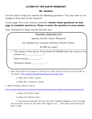 Fillable Online Layers of The Earth Webquest Worksheet1 1PDF Fax Email ...