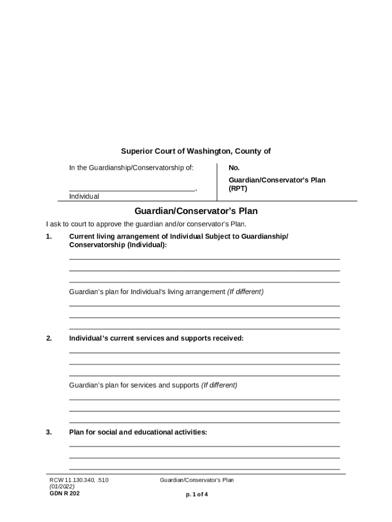 Guardian/Conservator's Plan Doc Template | pdfFiller