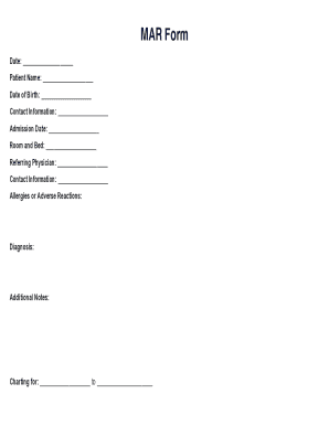 Fillable Online MAR Form Template PDF. Record your patient's medication ...