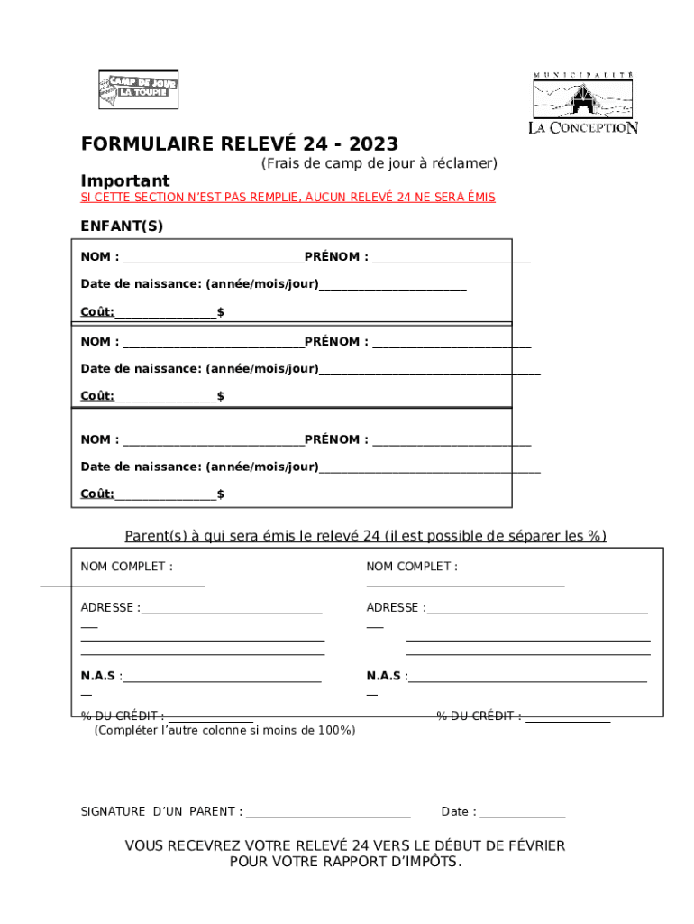 Relev 24Frais de garde d'enfants RL-24 Doc Template | pdfFiller