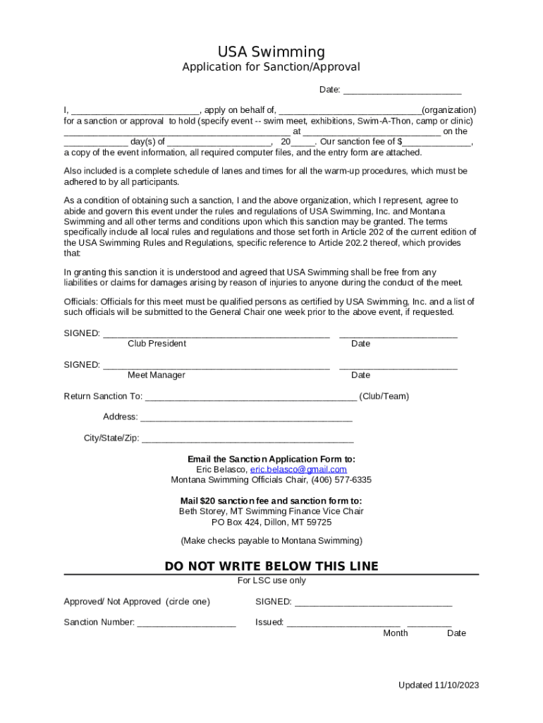 Application for Sanction/Approval Doc Template | pdfFiller