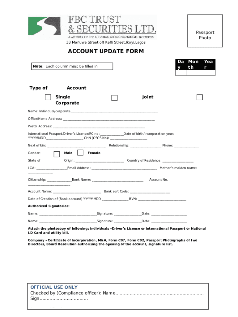 account update - FBC Doc Template | pdfFiller