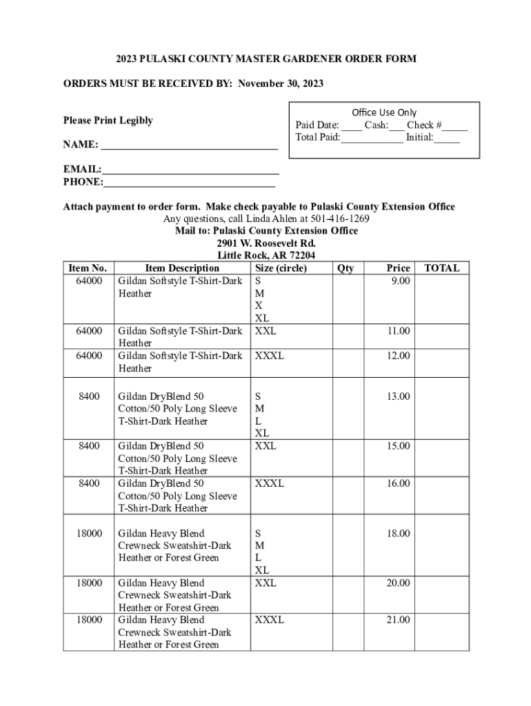 Fillable Online pulaski county master gardener order form Fax Email ...