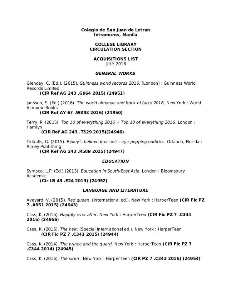 CIRCULATION SECTION Doc Template | pdfFiller