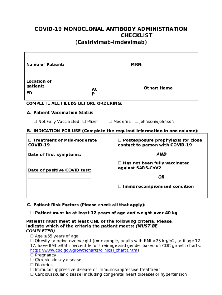 Monoclonal Antibody (mAb) Infusion for COVID+ Patients ... Doc Template ...