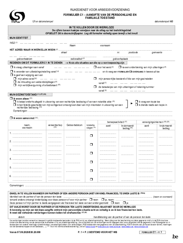 Invulbaar Online Rijksdienst Voor Arbeidsvoorziening: in Te Vullen Door ...