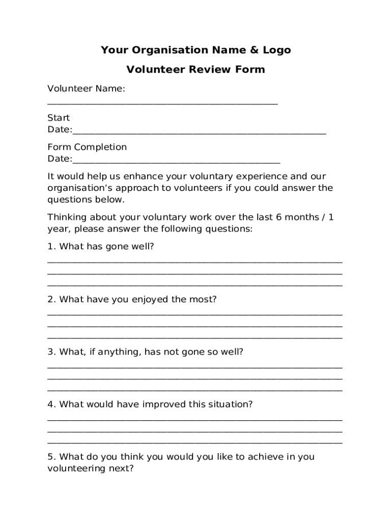 Volunteer Program Evaluation 1 Doc Template | pdfFiller