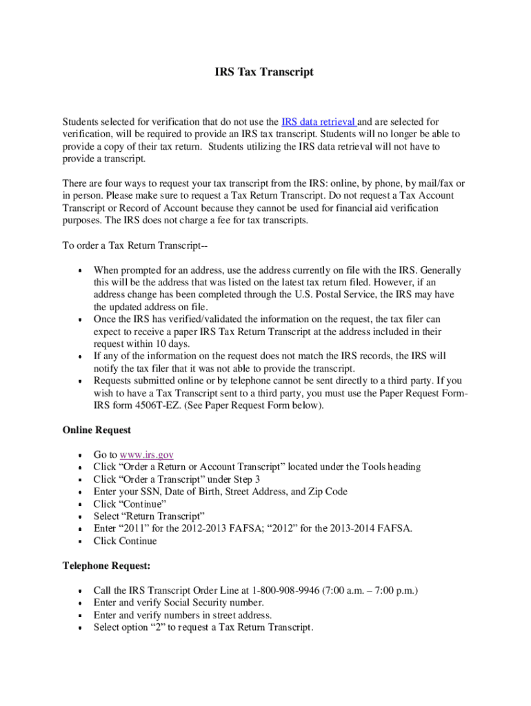 Fillable Online Tax Verification Resources & IRS Forms Fax Email Print ...