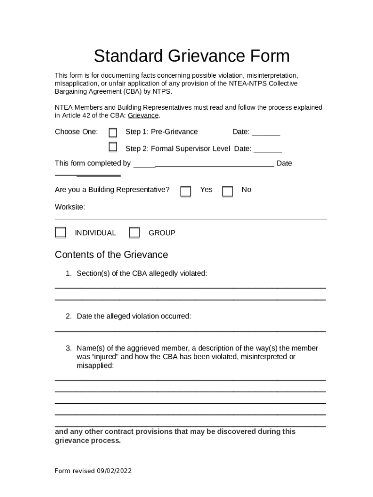 step-1-2-grievance-template Doc Template | pdfFiller