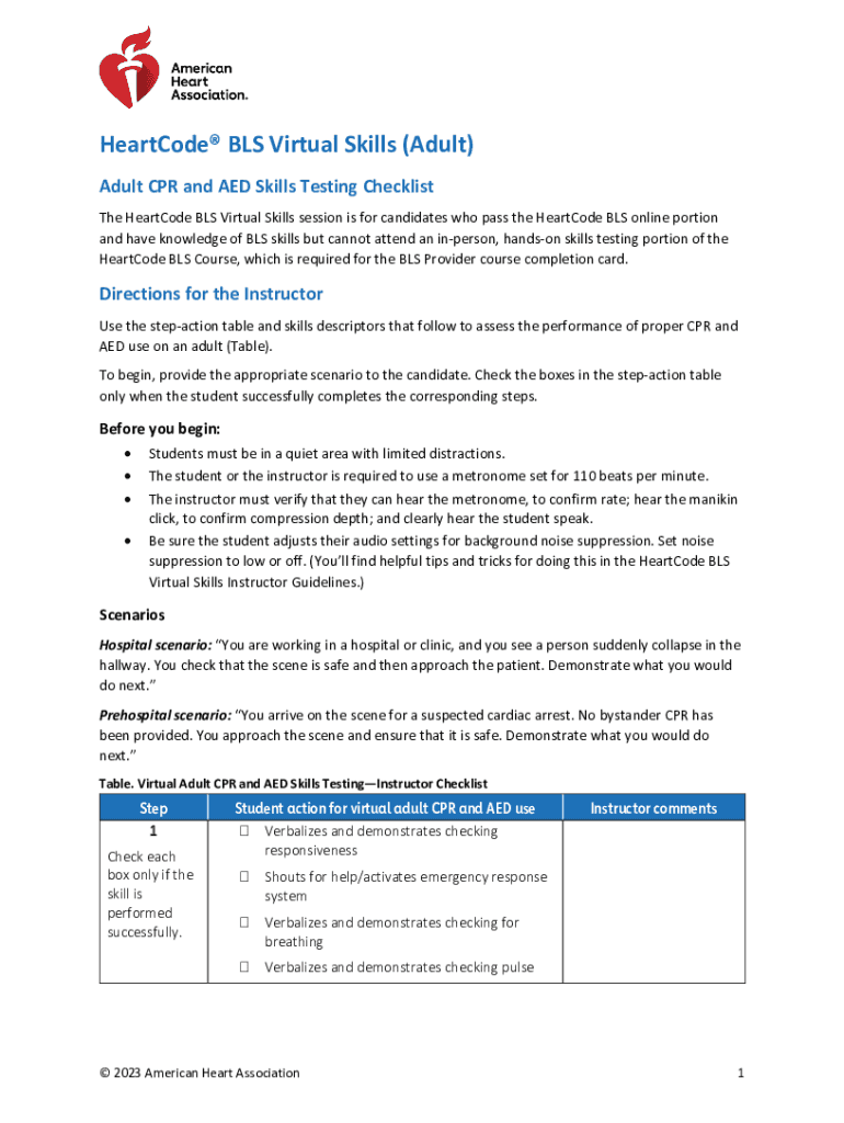 Fillable Online AHA Basic Life Support Training Site and Training ...