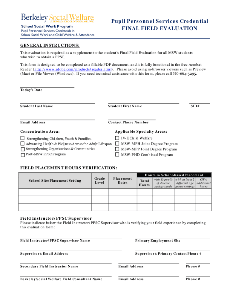 Fillable Online socialwelfare berkeley Pupil Personnel Services ...