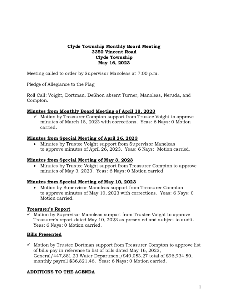 Fillable Online Roll Call: Voight, Dortman, DeShon absent Turner ...