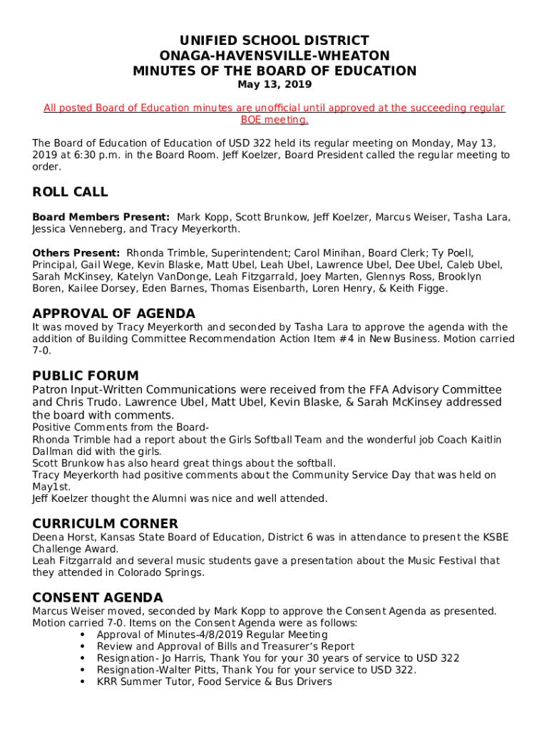 Board Members Present:Mark Kopp, Scott Brunkow, Jeff Koelzer, Marcus ...