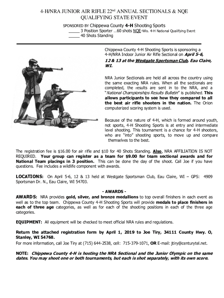 Fillable Online 4-H/NRA JUNIOR AIR RIFLE 22nd ANNUAL SECTIONALS & NQE ...