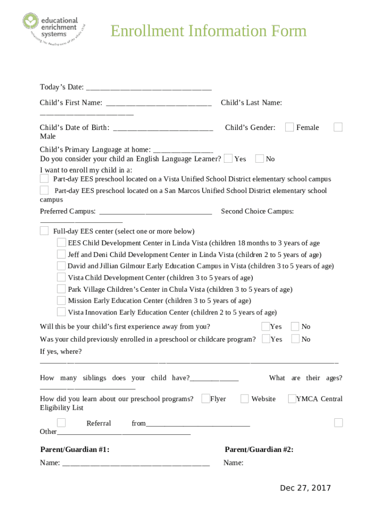 Kids Village Daycare and Out of School Care Registration ... Doc Template | pdfFiller