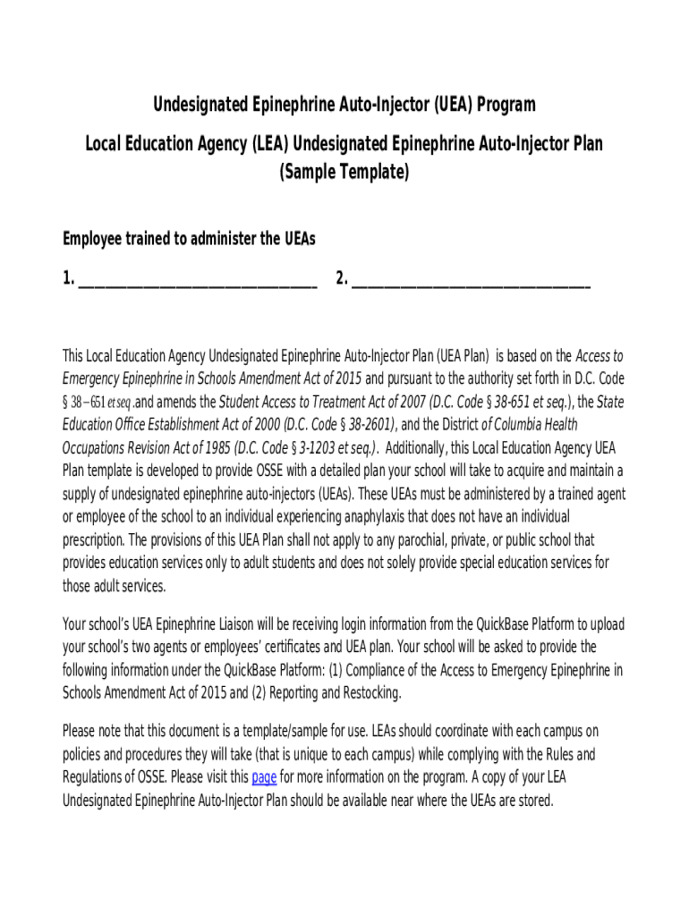 Undesignated Epinephrine Report - osse dc Doc Template | pdfFiller