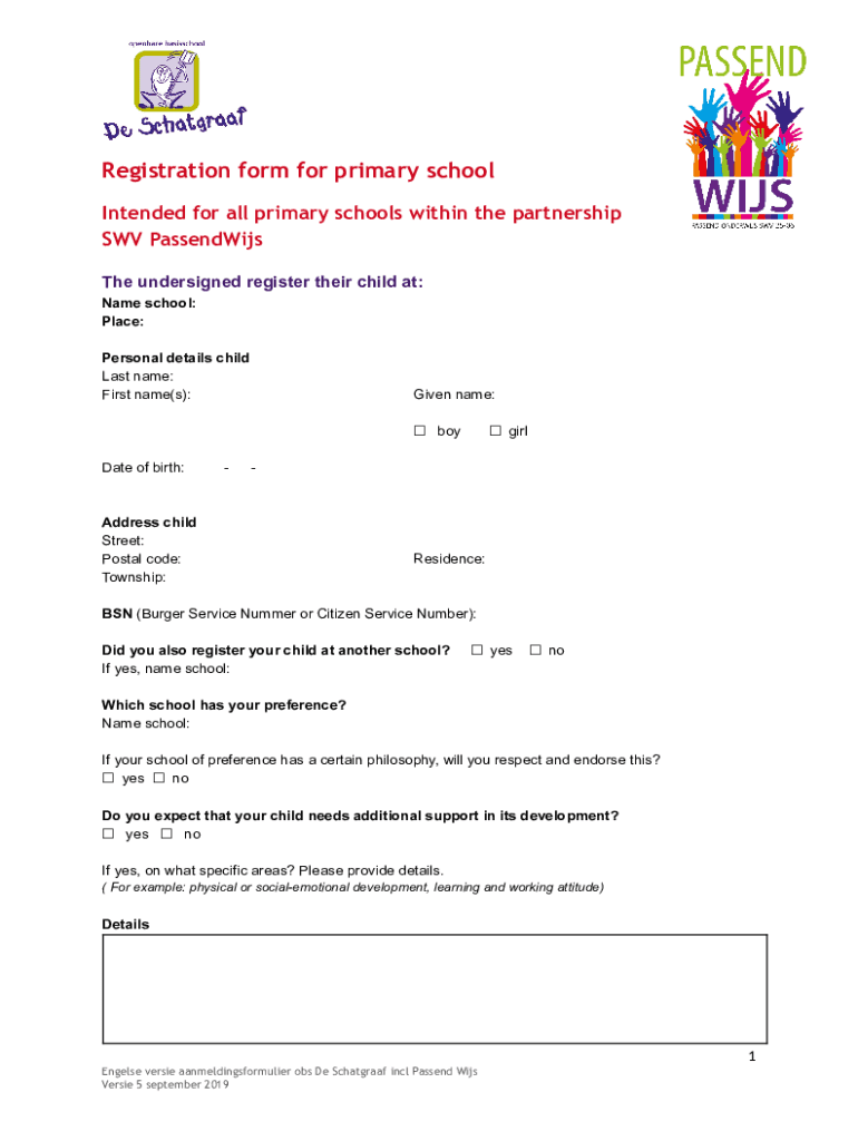 Fillable Online Elementary School Application Form Template Fax Email ...