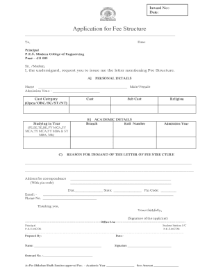 Fillable Online Application for Fee Structure - Pune Fax Email Print ...