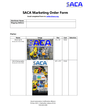 Fillable Online SACA Marketing Order Form Fax Email Print - pdfFiller
