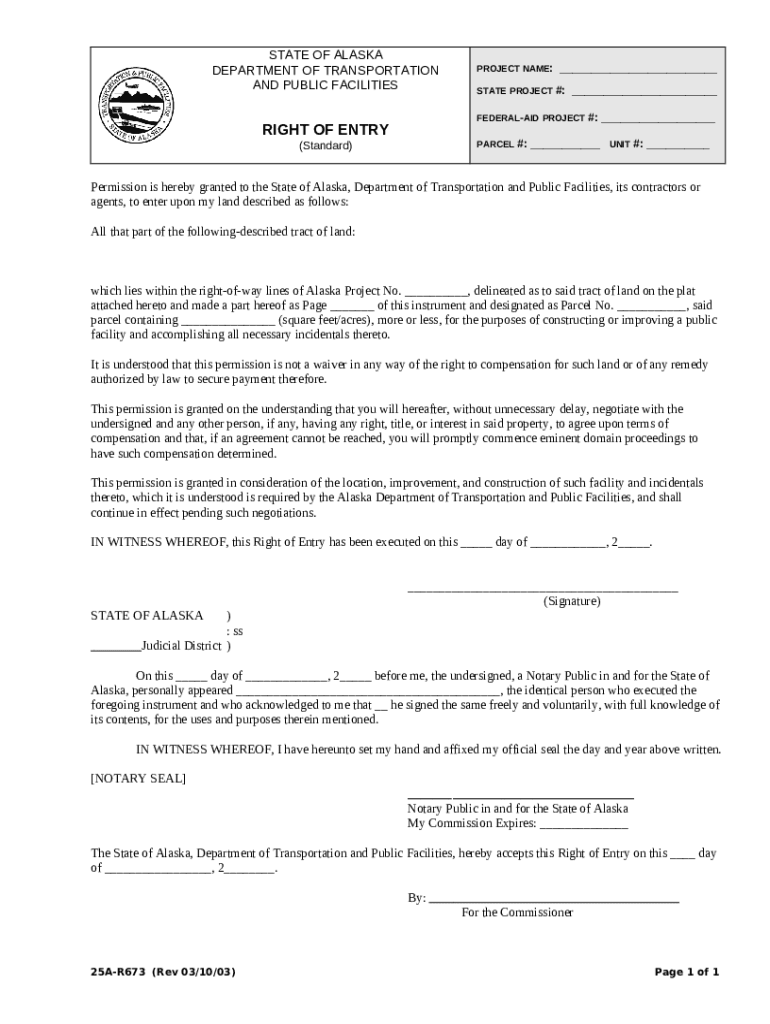 Permission is hereby granted to the State of Alaska, Department of Transportation and Public ...