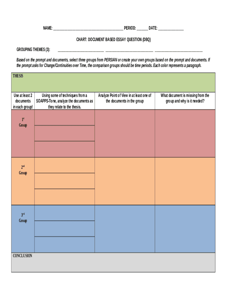 DBQ Graphic Organizer.docx - Name: Period: Document- ... Doc Template ...