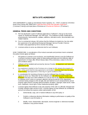 RM Beta Site Agreement Doc Template | pdfFiller