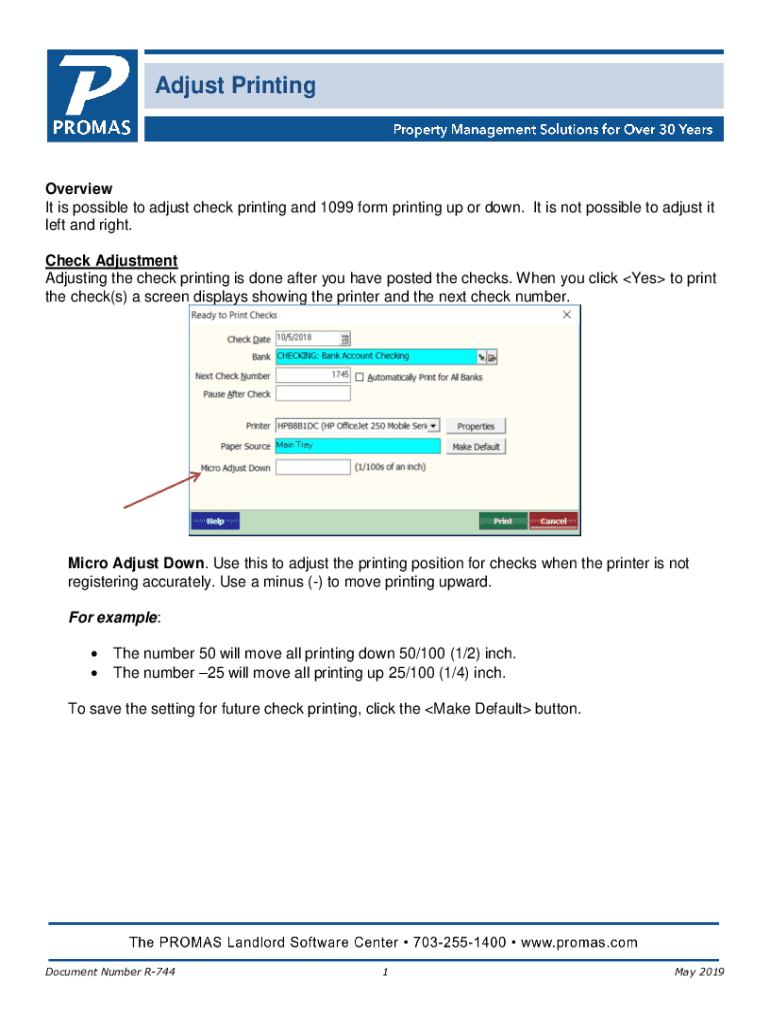 Fillable Online Adjust Printing. adjust printing on checks, forms and ...