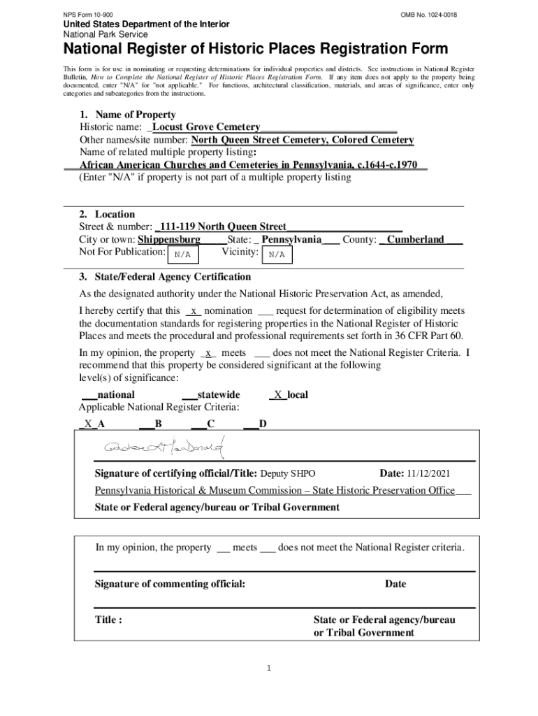 Fillable Online Historic name: Locust Grove Cemetery Fax Email Print - pdfFiller