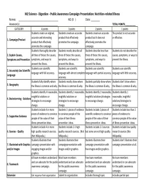 Fillable Online Rubric - Public Awareness Campaign - Nutrition-related ...