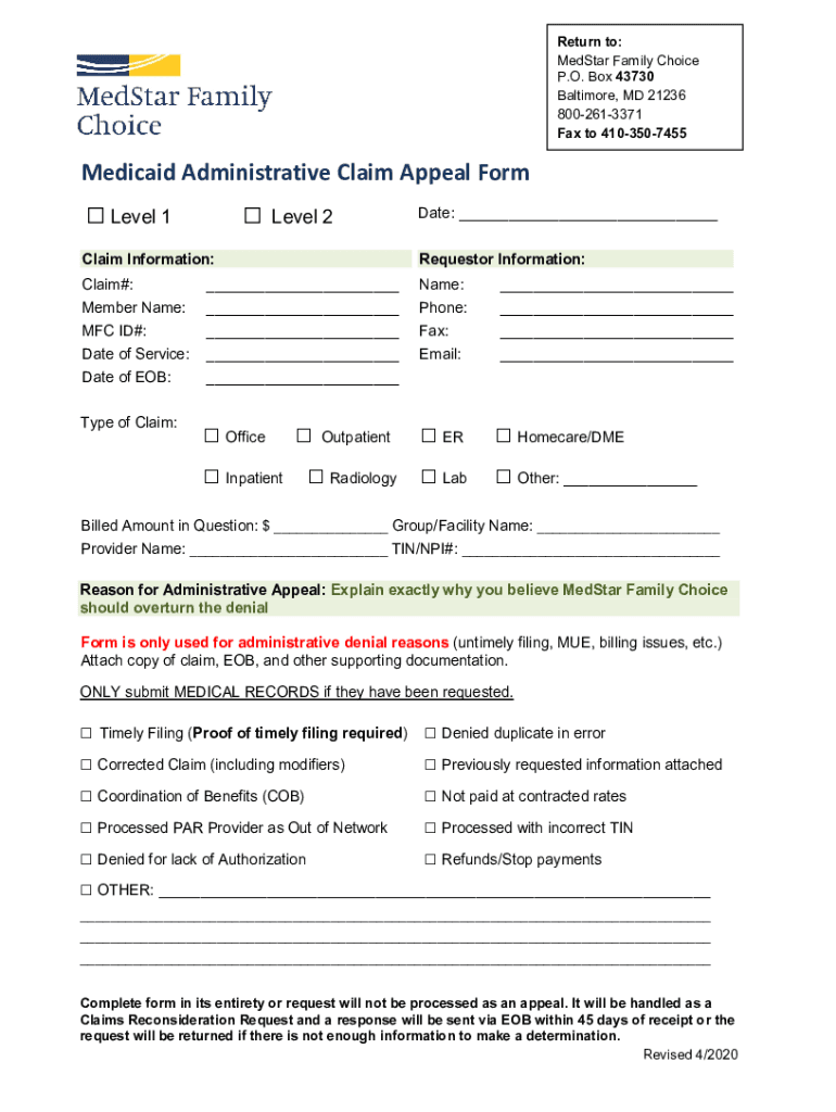 Fillable Online Claim/Appeal Forms Fax Email Print - pdfFiller