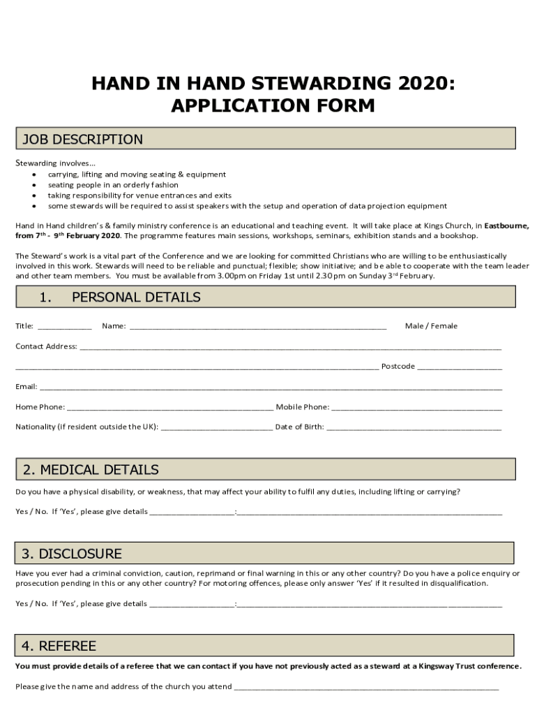 Fillable Online stewarding application form pg 1.doc Fax Email Print ...