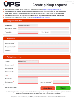 Fillable Online Create pickup request Fax Email Print - pdfFiller