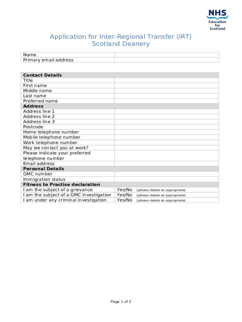 Application - Scotland Deanery Doc Template | pdfFiller
