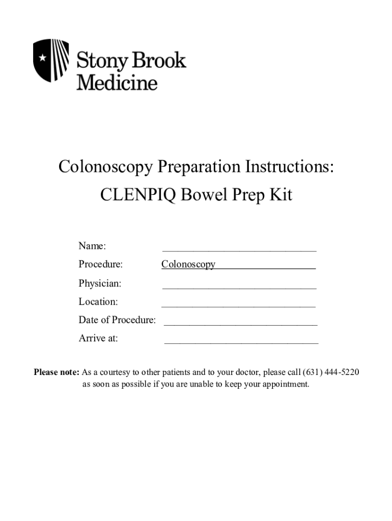 Fillable Online CLENPIQ and Colonoscopy Preparation Instructions Fax ...