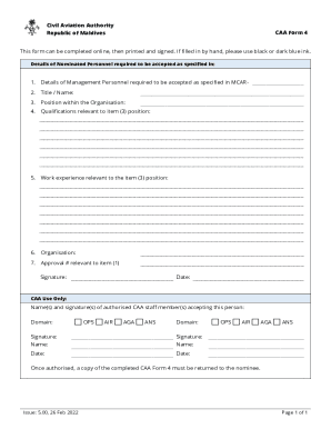 Fillable Online Fillable Online caa gov CAA Form 2130 - Maldives Civil ...