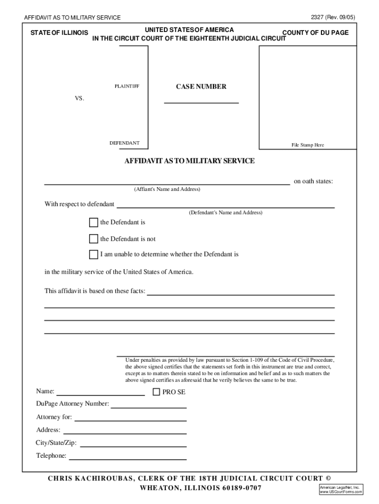 Fillable Online Affidavit As To Military Service :: Illinois :: General ...