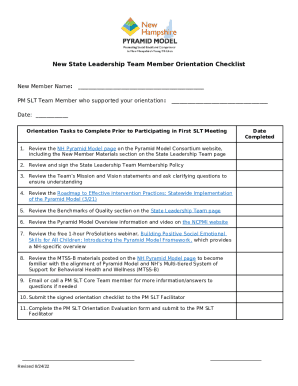 NEW EMPLOYEE ORIENTATION CHECKLIST TIME Doc Template | pdfFiller