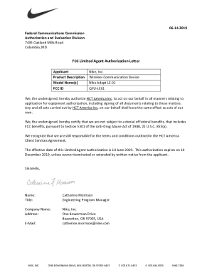 Fillable Online FCC - Agent Authorization Letter. Application form for ...