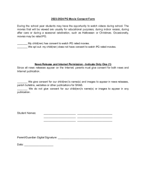 Fillable Online Pg movie permission form for the year Fax Email Print ...