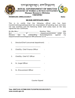 NO DUE CERTIFICATE (NDC) Doc Template | pdfFiller