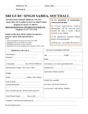 Fillable Online Matrimonial Application Form - Website Fax Email Print ...