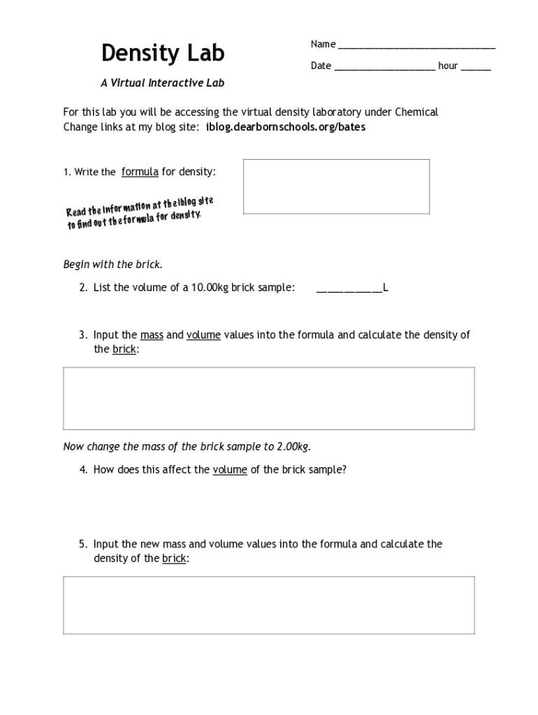 Fillable Online Density Lab Experiment: Observe & Record the Data - YouTube Fax Email Print ...