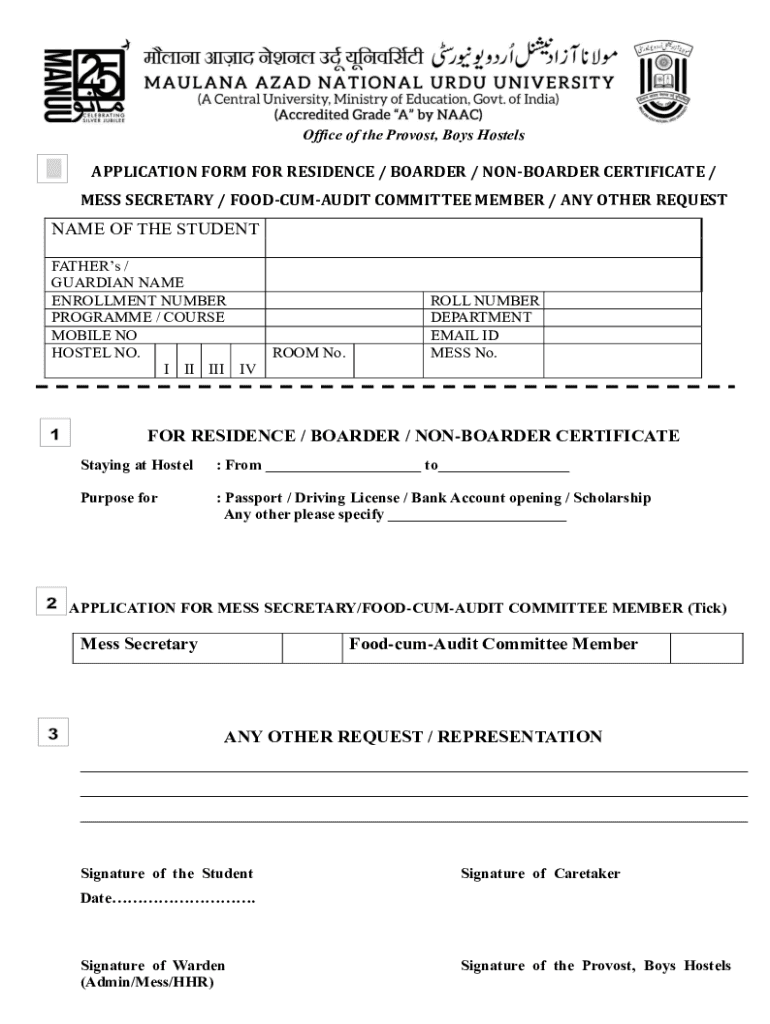 Fillable Online ALL PURPOSE APPLICATION FORM - BOYS HOSTELS.pdf Fax ...