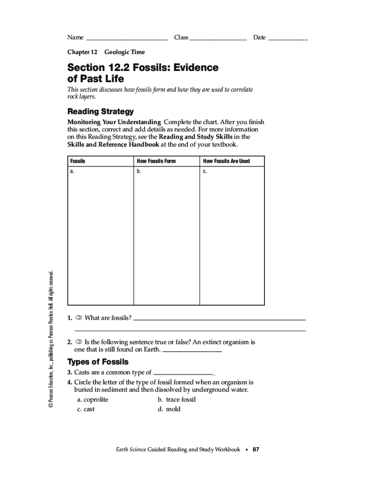 Fillable Online Section 12 2 Fossils Evidence Of Past Life Answer Key Pdf Fax Email Print ...