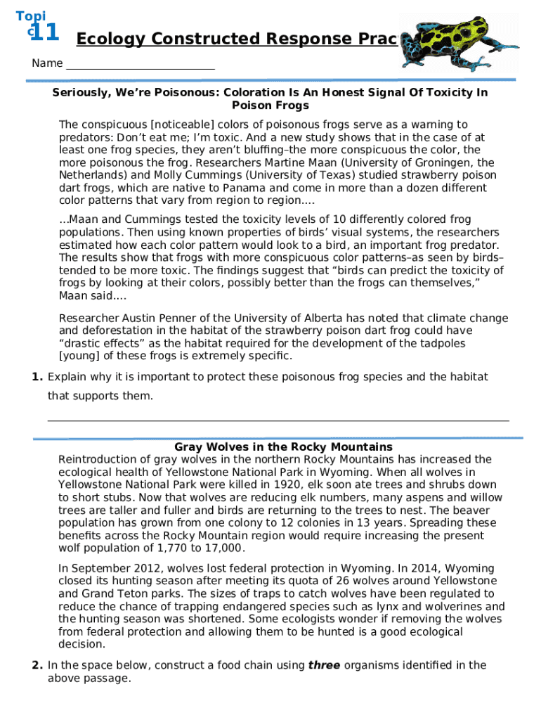 Poison Frog Colors Are Honest Signals of Toxicity, ... Doc Template | pdfFiller